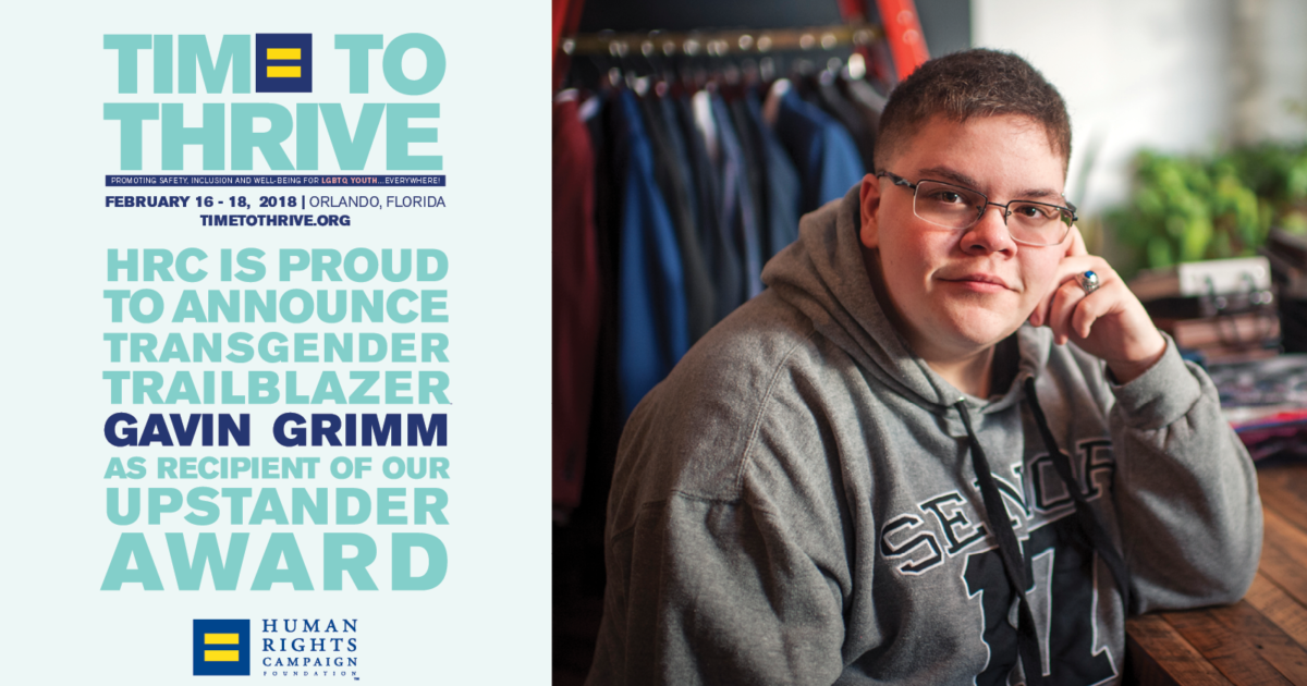 HRC to Honor Transgender Trailblazer and Advocate Gavin Grimm at Time ...