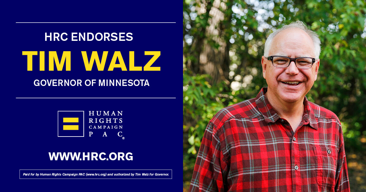HRC Endorses Rep. Tim Walz for Minnesota Governor - HRC